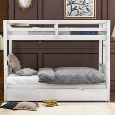 Rent to own Twin over Pull-out Bunk Bed with Trundle - White - FlexShopper