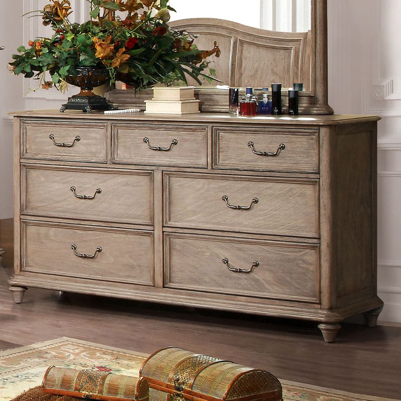 Rent to own Rustic Solid Wood 7-Drawer Dresser in Rustic Natural Tone ...