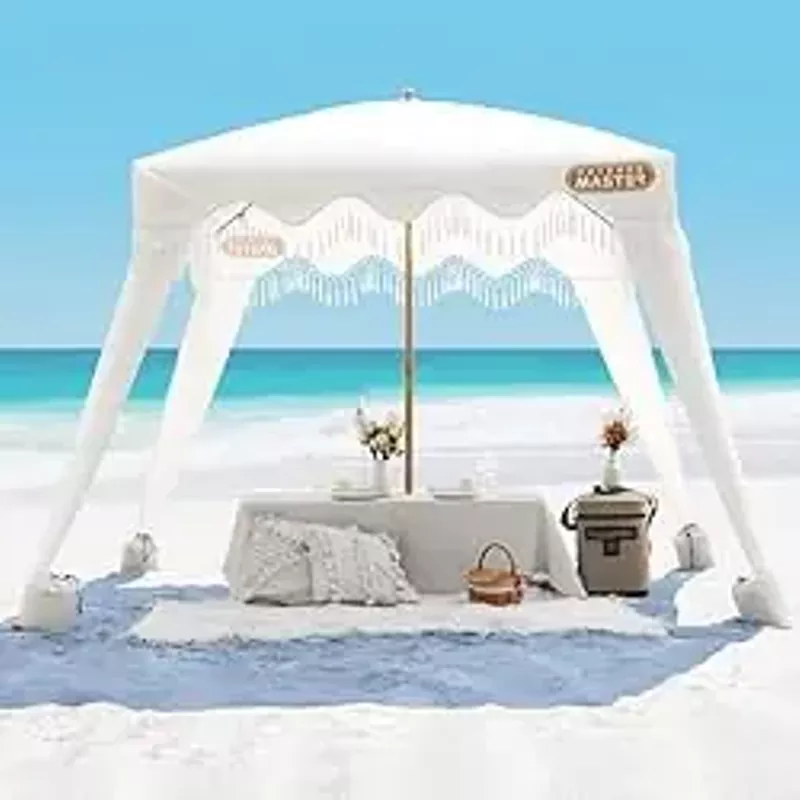 Rent to own OutdoorMaster Beach Cabana with Fringe, Portable 6' x 6 ...