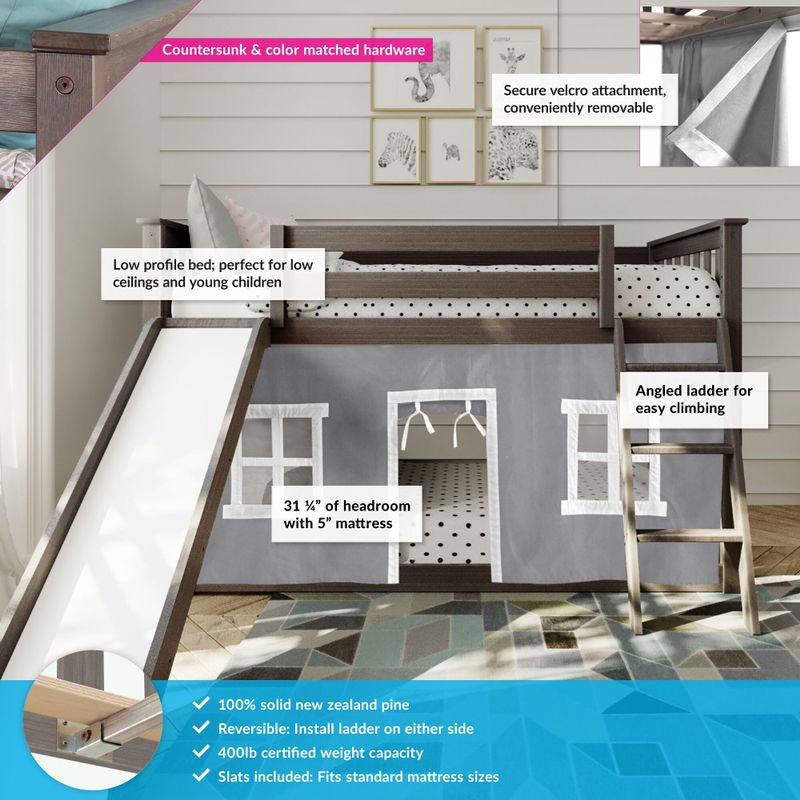 Rent to own Max and Lily Twin over Twin Low Bunk with Slide and ...