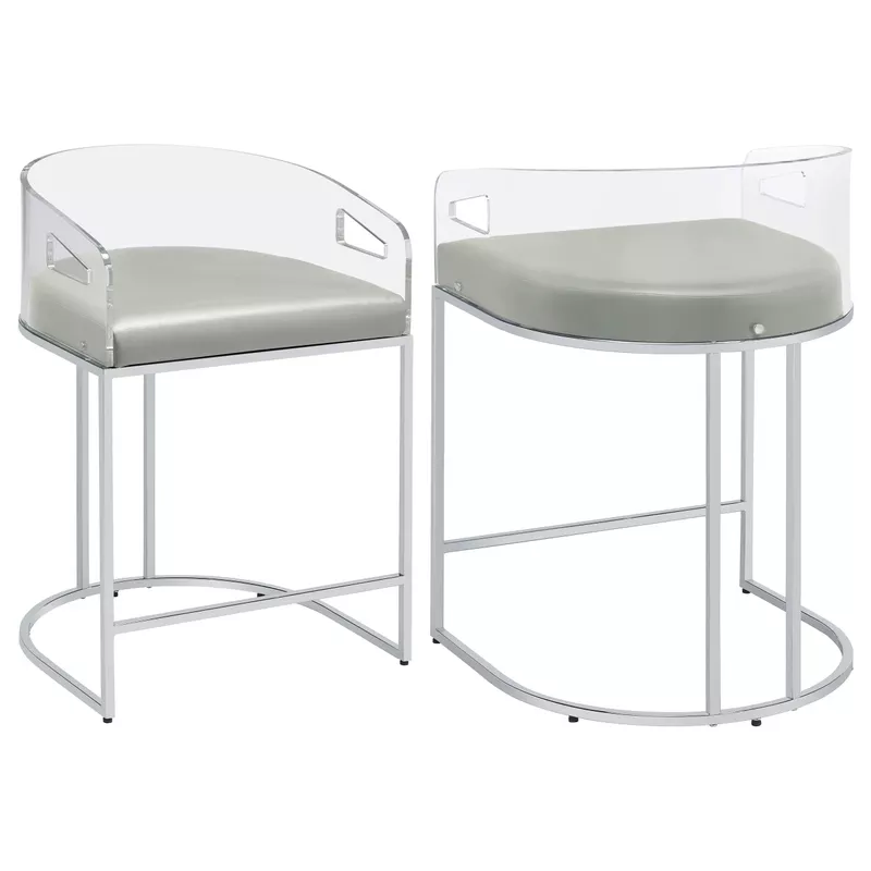 Rent to own Thermosolis Acrylic Back Counter Height Stools Grey and ...
