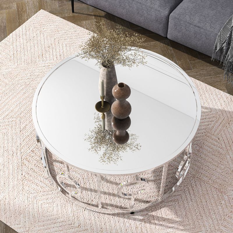 Rent to own Hoop Glam Chrome 36-inch Mirror Coffee Table by Furniture ...