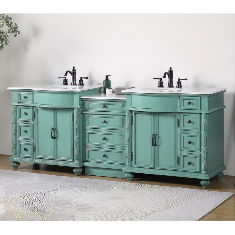 Rent to own Silkroad Exclusive 90-inch Double Sink Bathroom Vanity ...