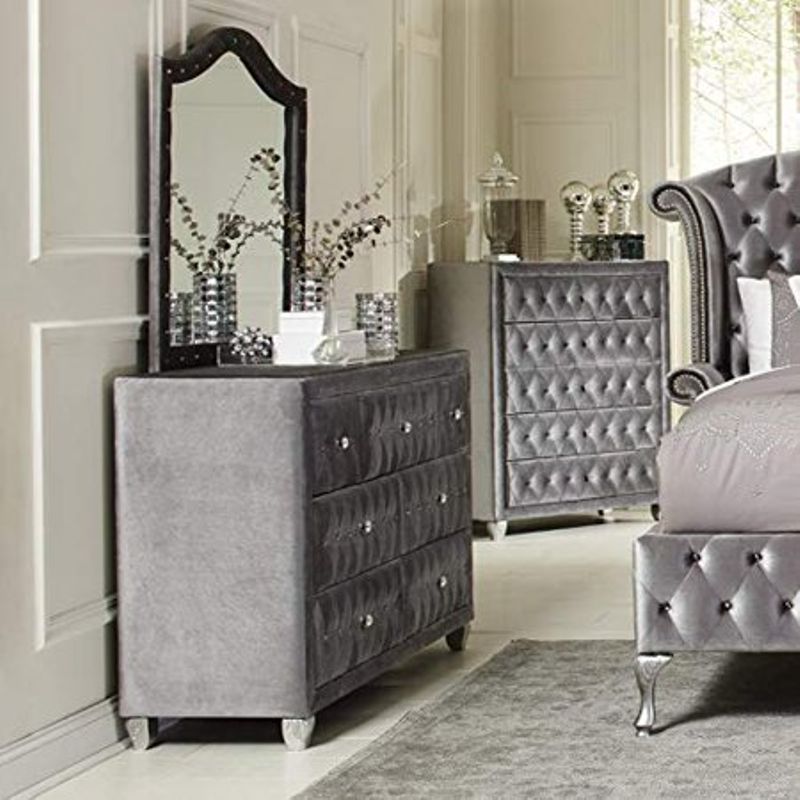 Rent to own Fabric Upholstered Dresser with Button-Tufting, Gray ...