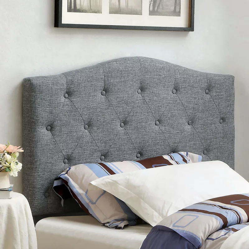 Rent to own Transitional Fabric Twin Tufted Headboard in Gray - FlexShopper