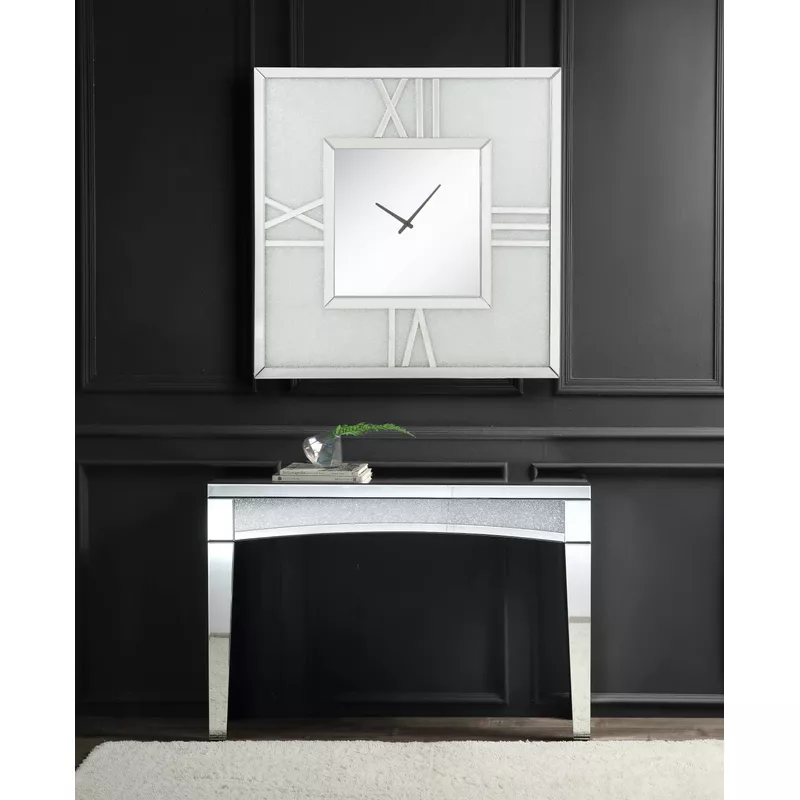 Rent to own ACME Noralie Wall CLock w/LED, Mirrored & Faux Diamonds ...
