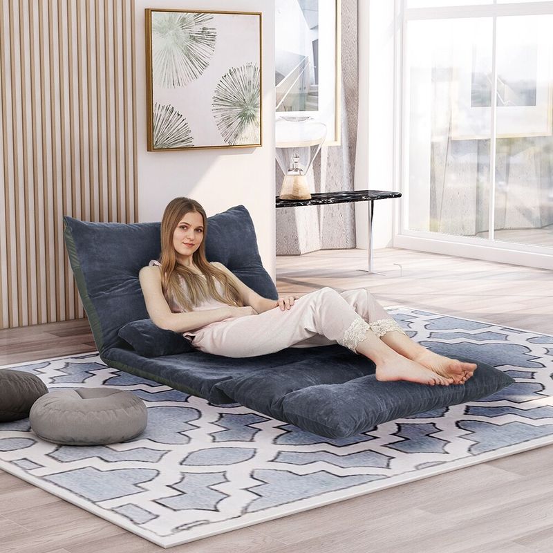 Rent to own Adjustable Folding Futon Sofa Lounge Sofa with Two Pillows ...