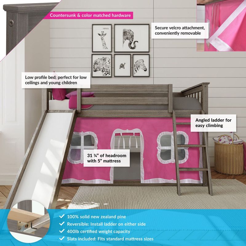 Rent to own Max and Lily Twin over Twin Low Bunk with Slide and ...