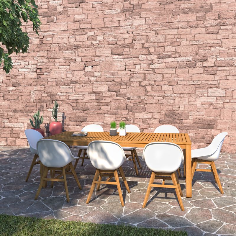 Rent to own Amazonia Hawaii 9pc FSC Wood Outdoor Patio Dining Set ...