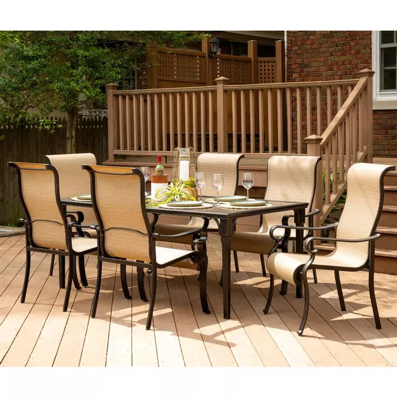 Rent to own Brigantine 7-pc Dining Set: Aluminum Glass Table, 6 Sling ...