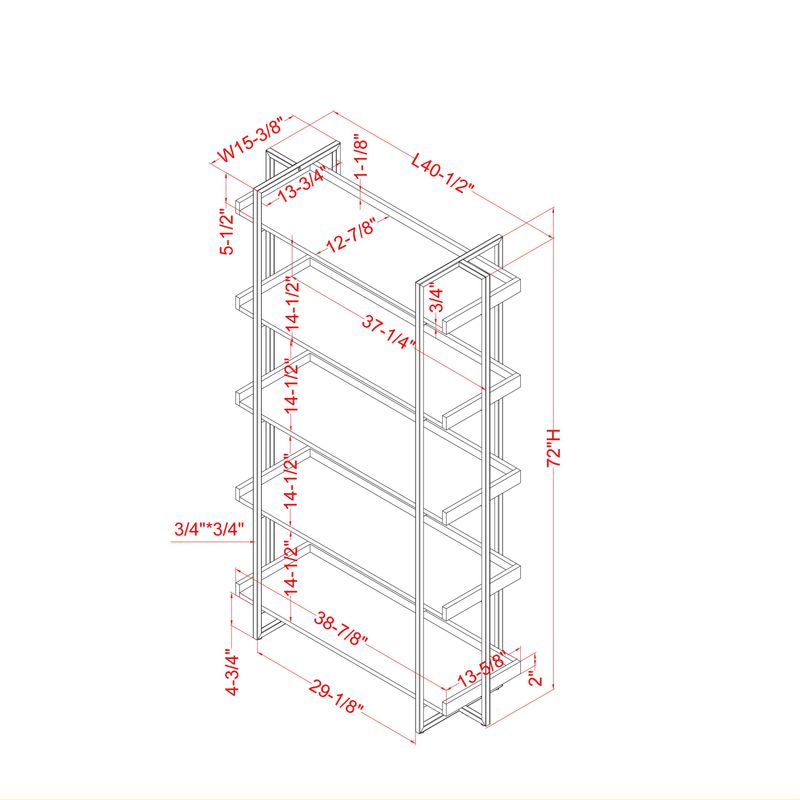 Rent to own Atos Industrial 5-Tier Metal Open Back Bookshelf by ...